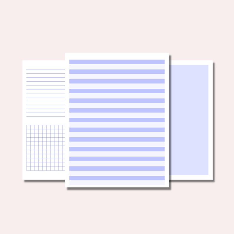 Printable Notebook Paper, 9 Styles, Blue Color, Digital Pdf - Etsy