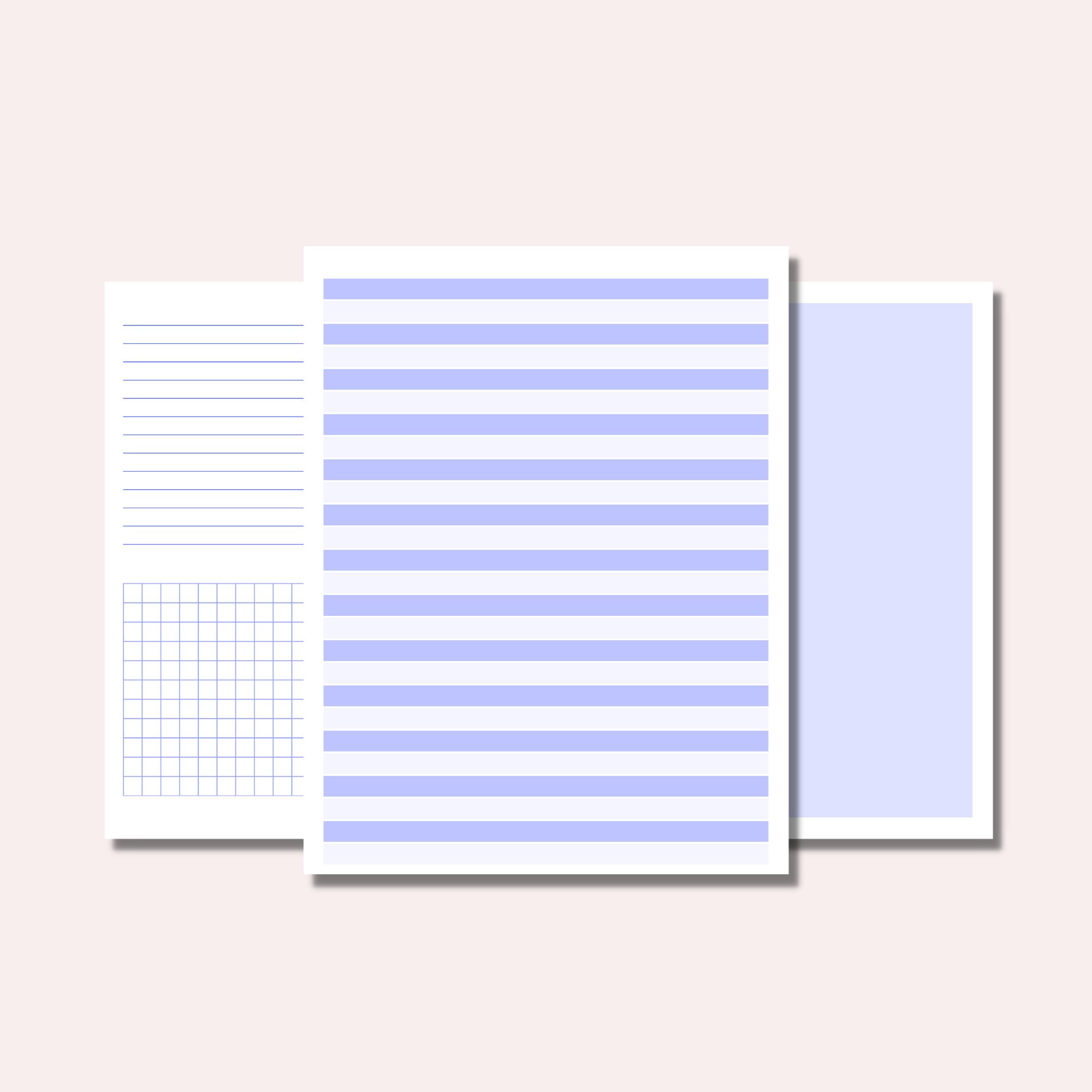 Printable Notebook Paper, 9 Styles, Blue Color, Digital Pdf - Etsy