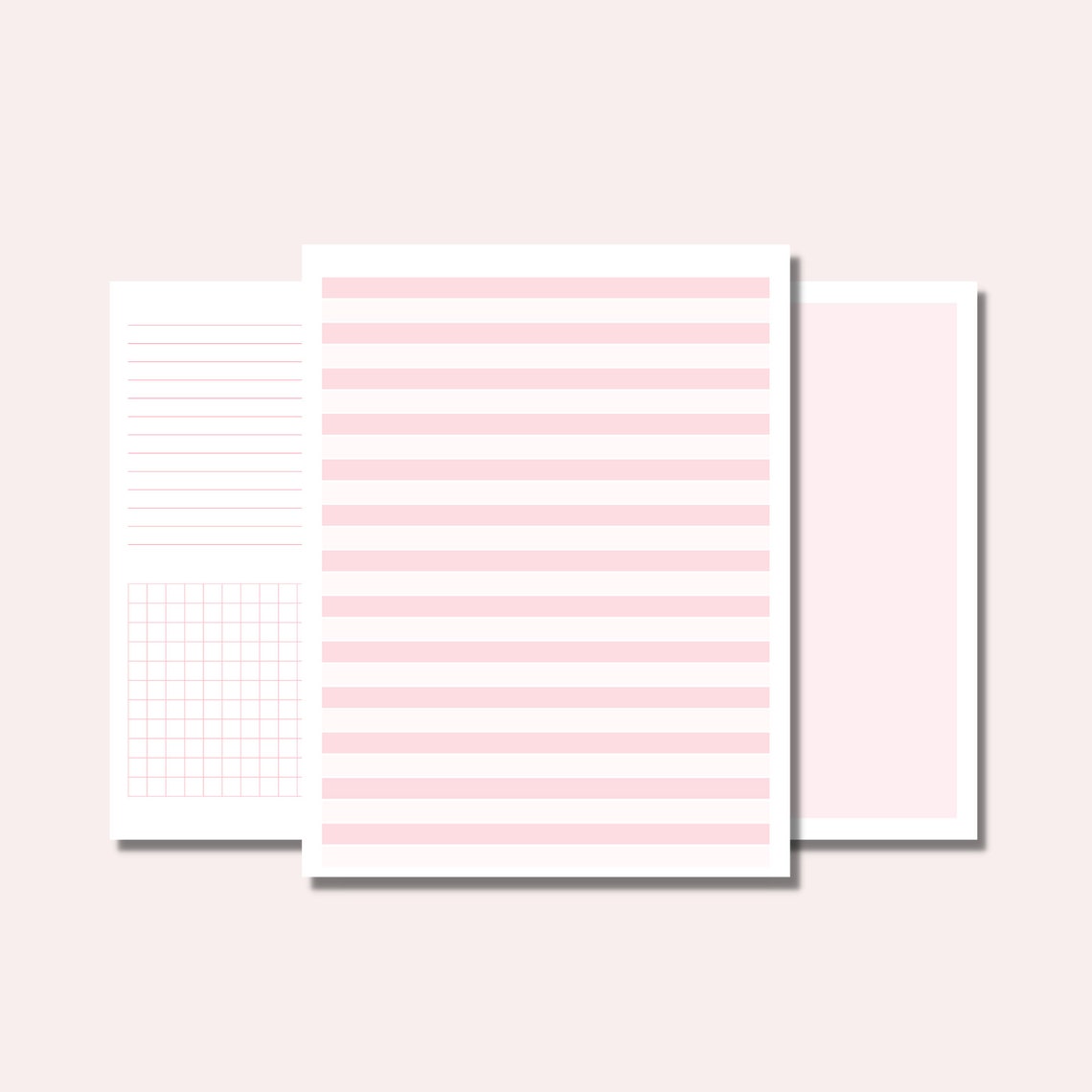 Printable Notebook Paper, 9 Styles, Pink Color, Digital Pdf - Etsy