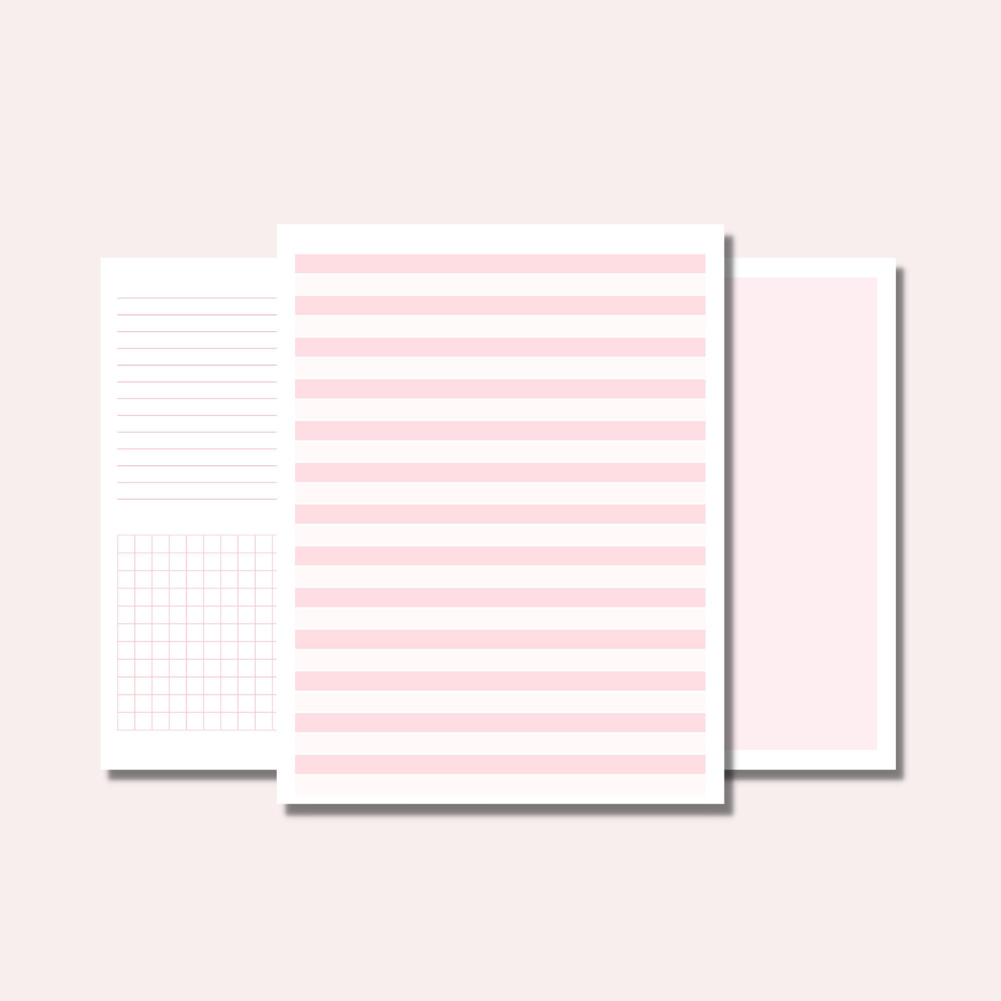 Printable Notebook Paper, 9 Styles, Pink Color, Digital Pdf - Etsy