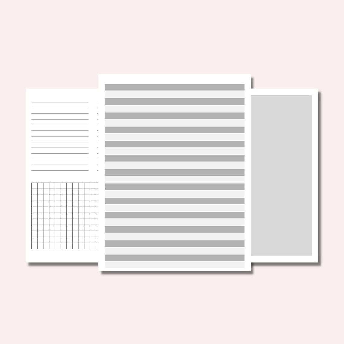 Printable Notebook Paper, 9 Styles, Black Color, Digital Pdf - Etsy