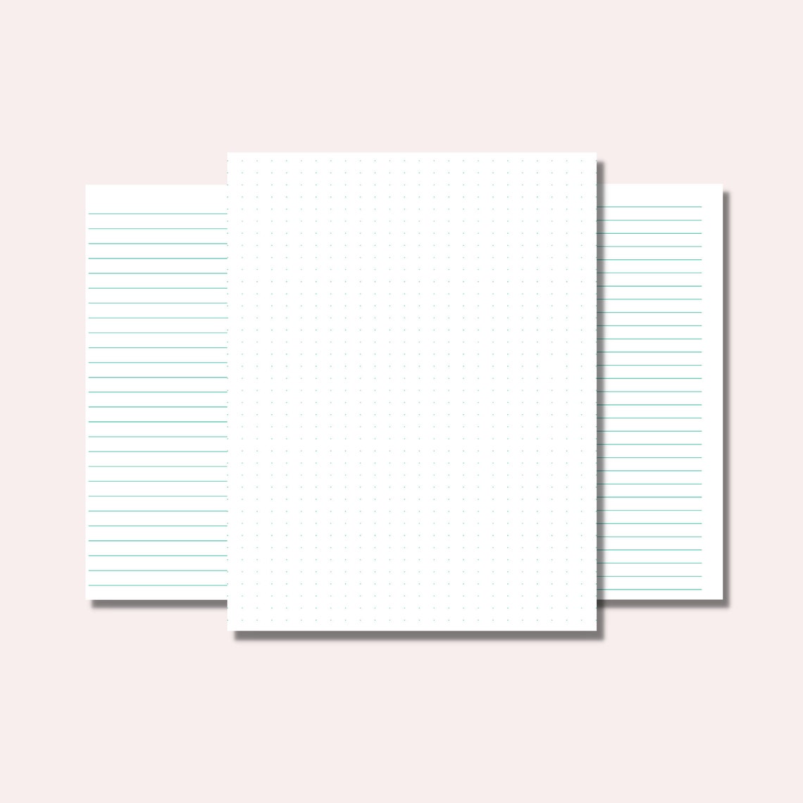 Printable Notebook Paper, 9 Styles, Teal Color, Digital Pdf - Etsy