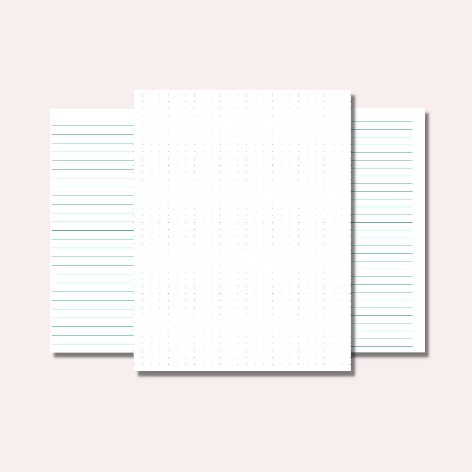 Printable Notebook Paper, 9 Styles, Teal Color, Digital Pdf - Etsy