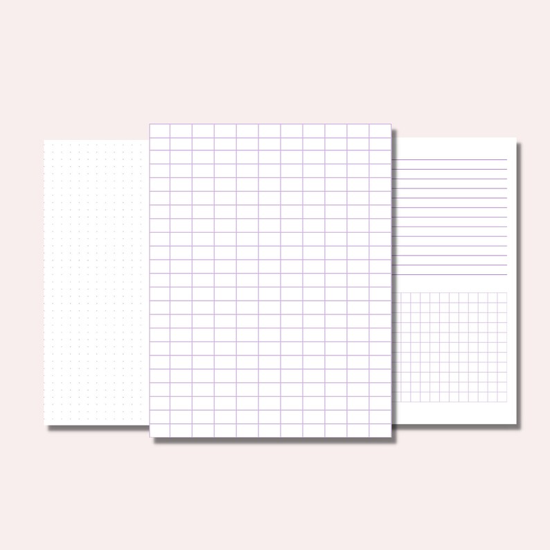Printable Notebook Paper, 9 Styles, Purple Color, Digital Pdf - Etsy