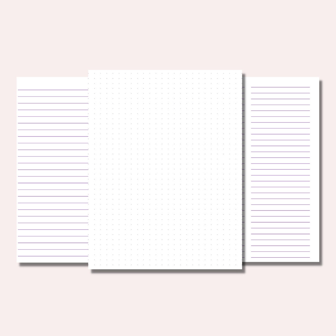 Printable Notebook Paper, 9 Styles, Purple Color, Digital Pdf - Etsy