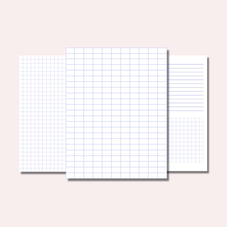 Printable Notebook Paper, 9 Styles, Blue Color, Digital Pdf - Etsy