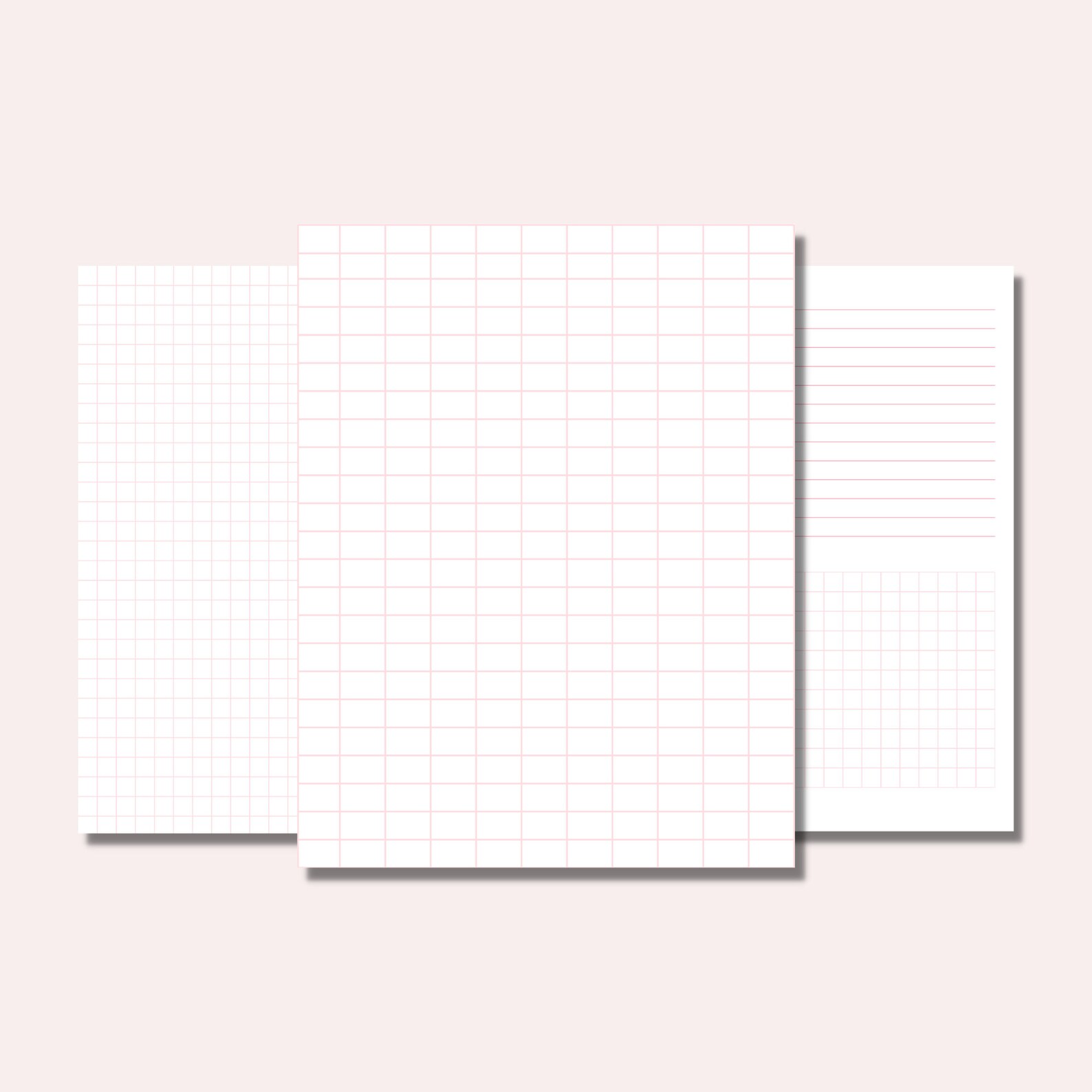 Printable Notebook Paper, 9 Styles, Pink Color, Digital Pdf - Etsy