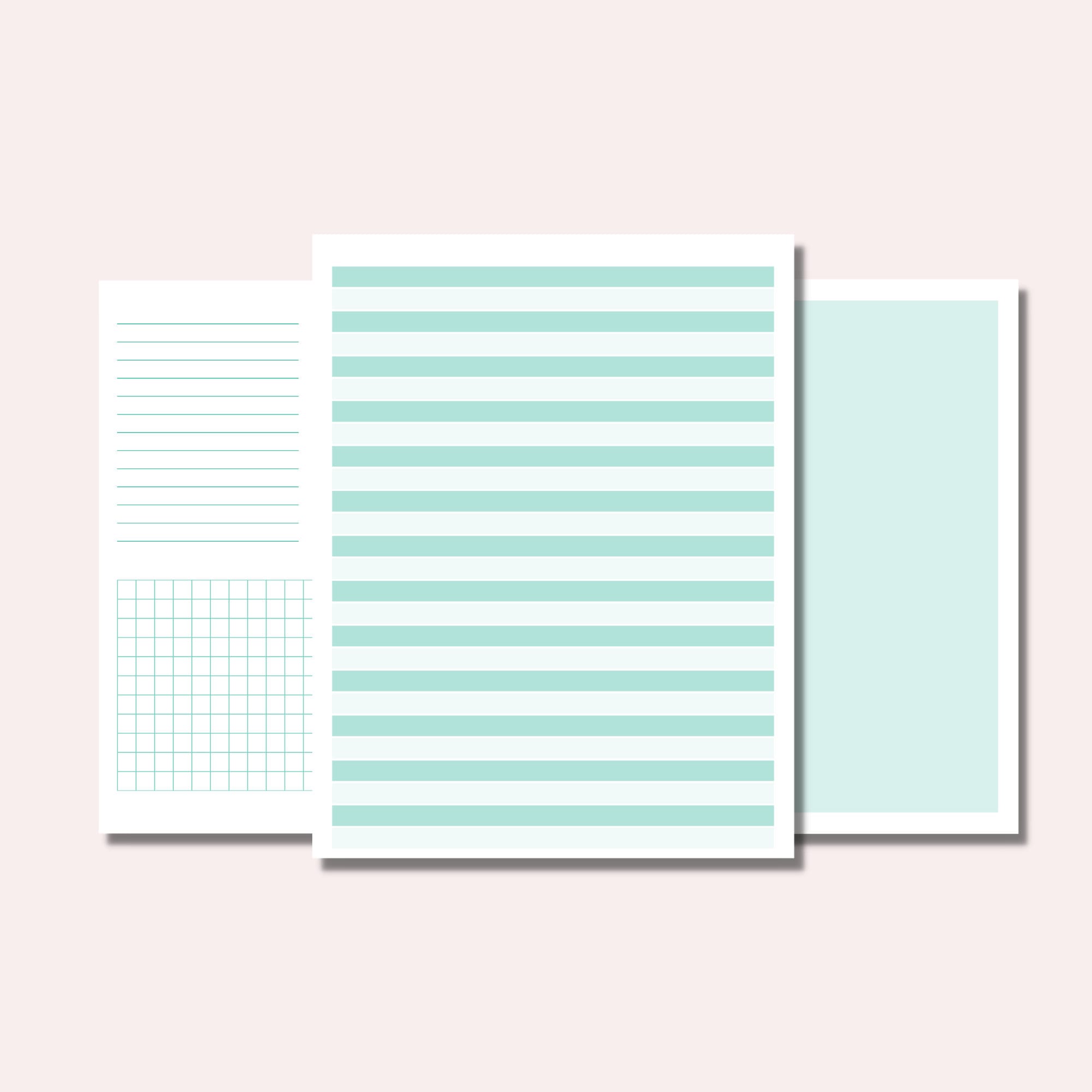 Printable Notebook Paper, 9 Styles, Teal Color, Digital Pdf - Etsy
