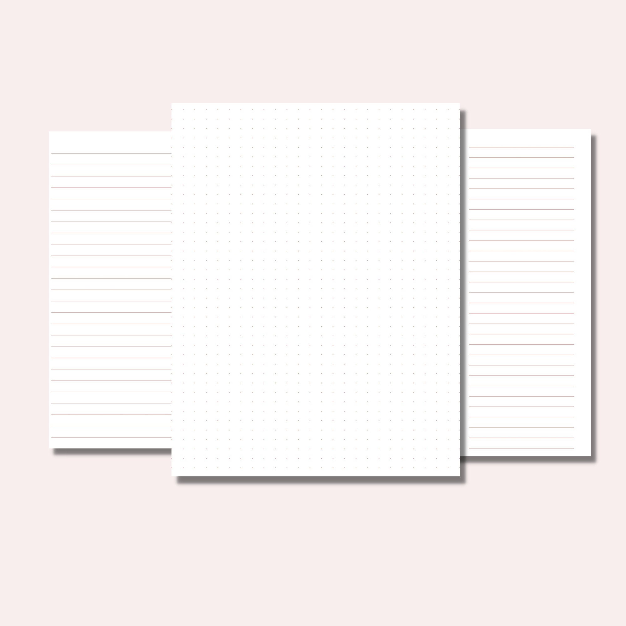 Printable Notebook Paper, 9 Styles, Coral Color, Digital Pdf, - Etsy