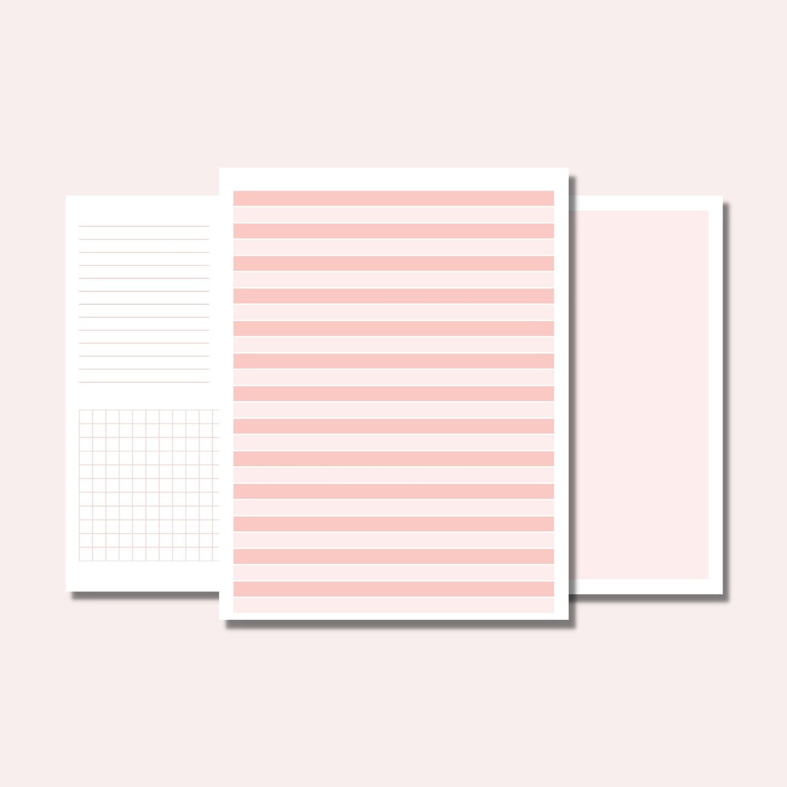 Printable Notebook Paper, 9 Styles, Coral Color, Digital Pdf, - Etsy