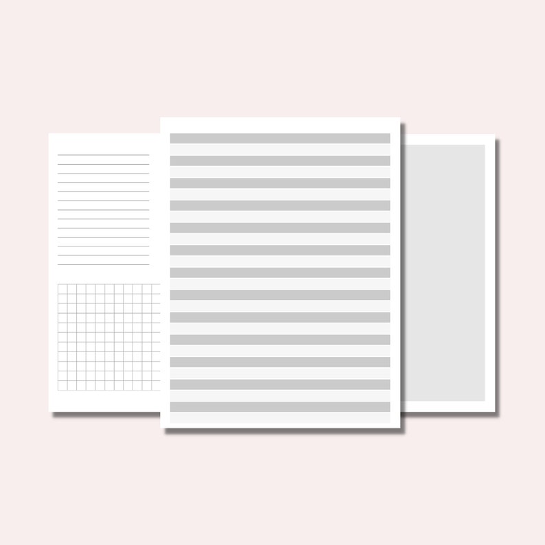 Printable Notebook Paper, 9 Styles, Grey Color, Digital Pdf - Etsy