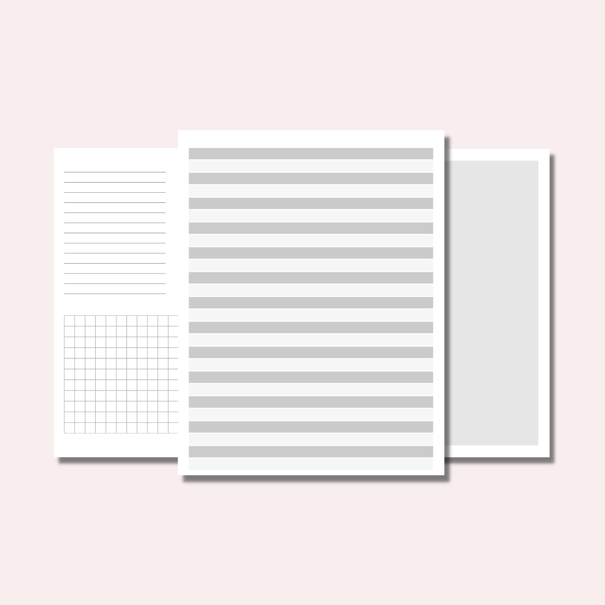 Printable Notebook Paper 9 Styles Grey Color Digital Pdf - Etsy