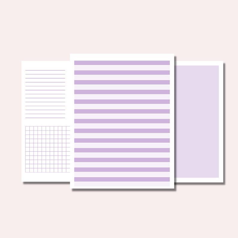Printable Notebook Paper, 9 Styles, Purple Color, Digital Pdf - Etsy