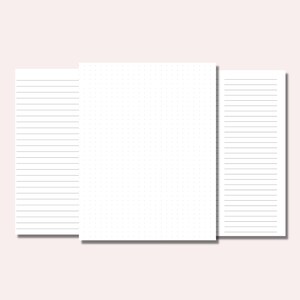 Printable Notebook Paper, 9 Styles, Grey Color, Digital Pdf - Etsy