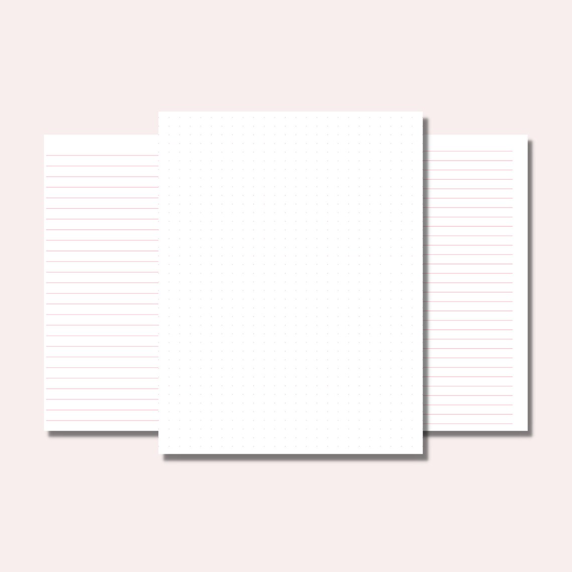 Printable Notebook Paper, 9 Styles, Pink Color, Digital Pdf - Etsy