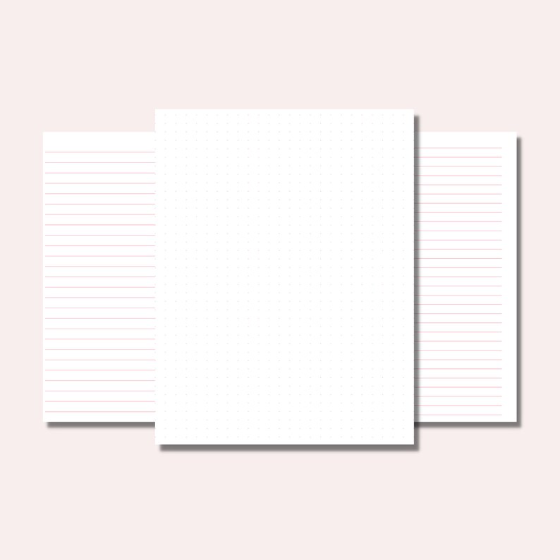 Printable Notebook Paper, 9 Styles, Pink Color, Digital Pdf - Etsy