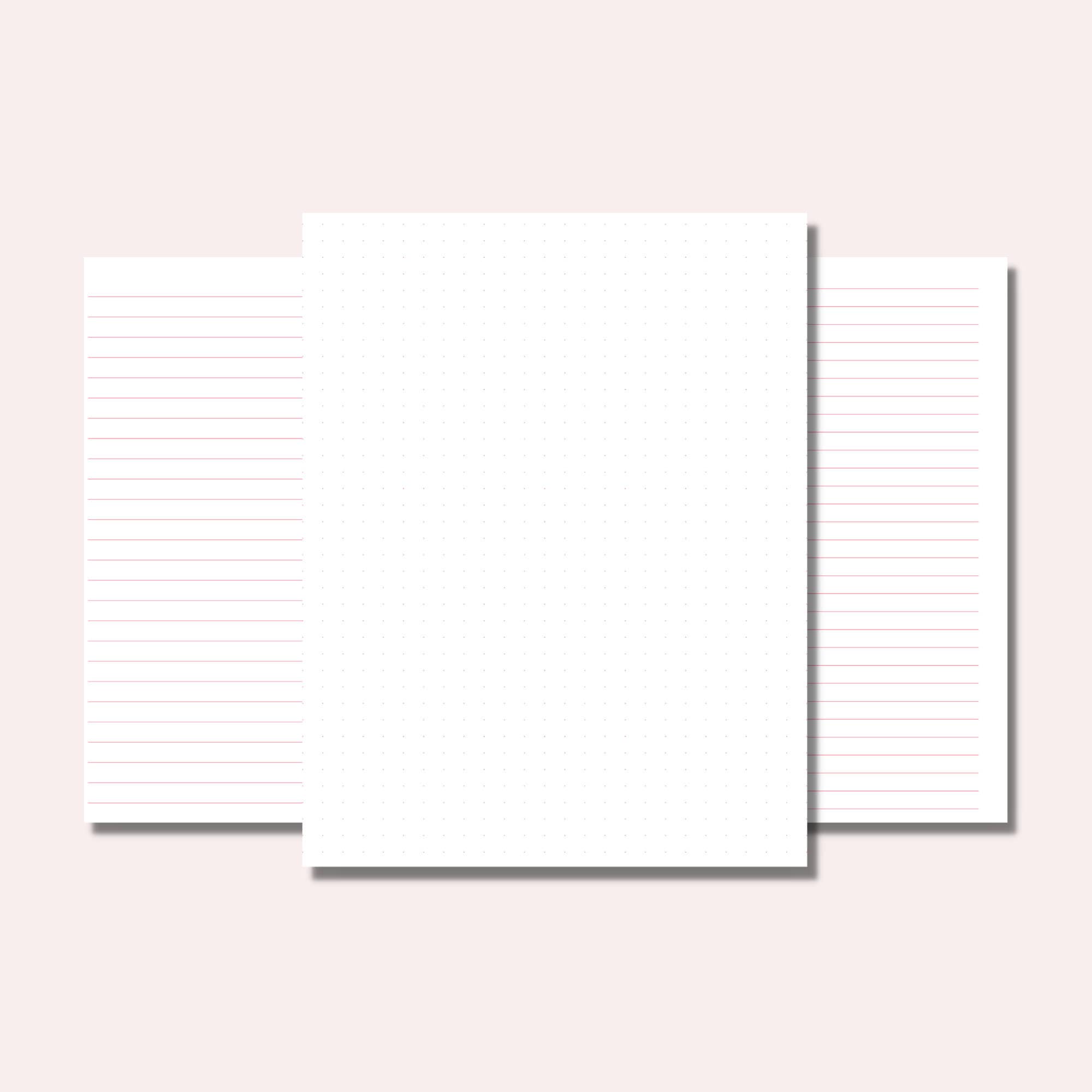 Printable Notebook Paper, 9 Styles, Pink Color, Digital Pdf - Etsy