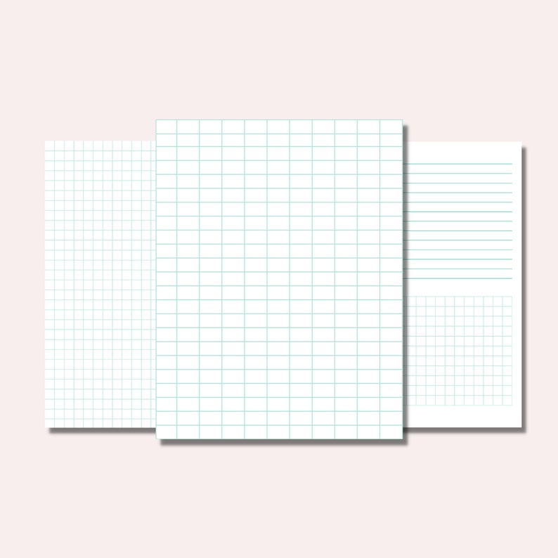 Printable Notebook Paper, 9 Styles, Teal Color, Digital Pdf - Etsy