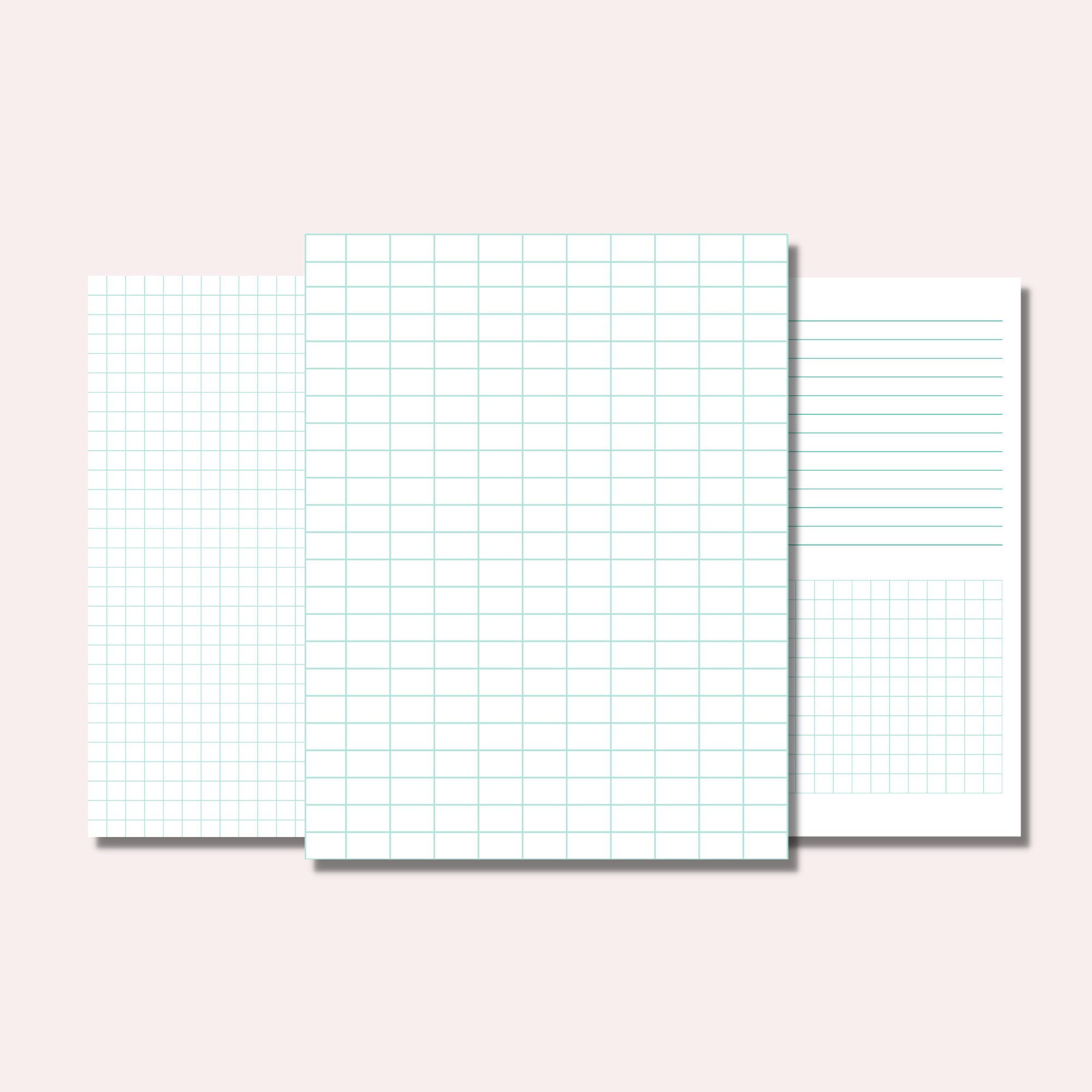 Printable Notebook Paper, 9 Styles, Teal Color, Digital Pdf - Etsy