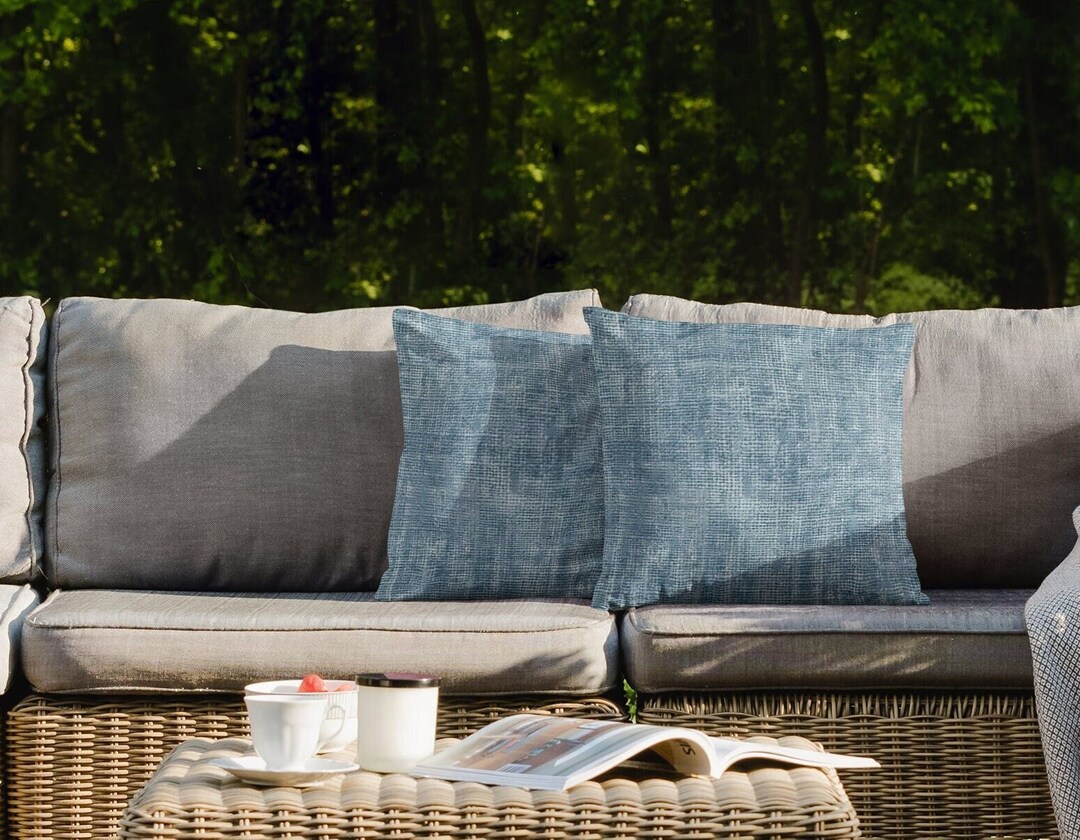 Denim Designed Pillow, Denim Decor, Textured Denim Throw Pillow, Blue ...