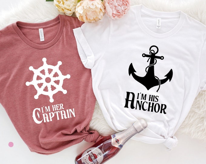 Couples Valentines Day, Matching Sailing Shirts, I'm Her Captain, I'm His Anchor, Funny Couples ...