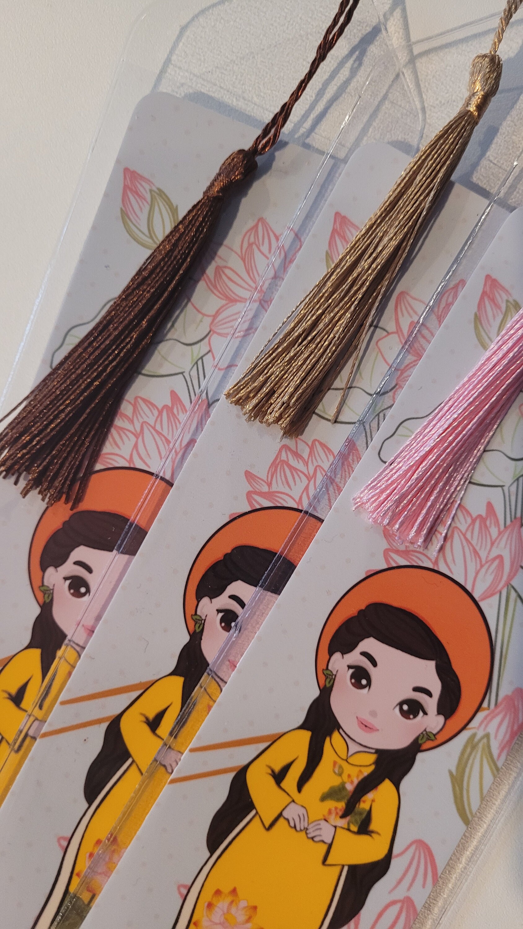 Vietnamese Girl Wearing Traditional Dress ao Dai Art Bookmark With ...