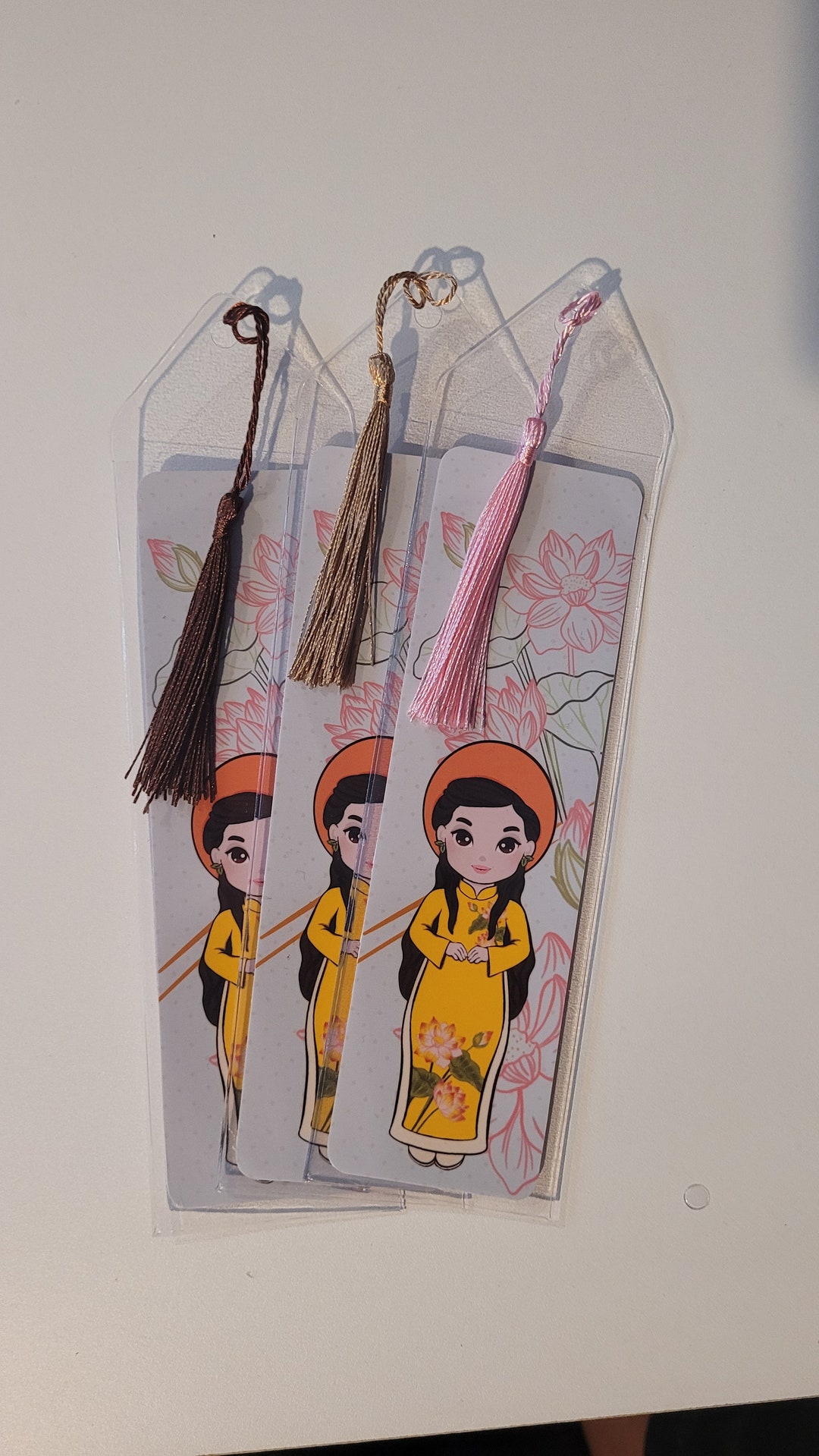 Vietnamese Girl Wearing Traditional Dress ao Dai Art Bookmark With ...
