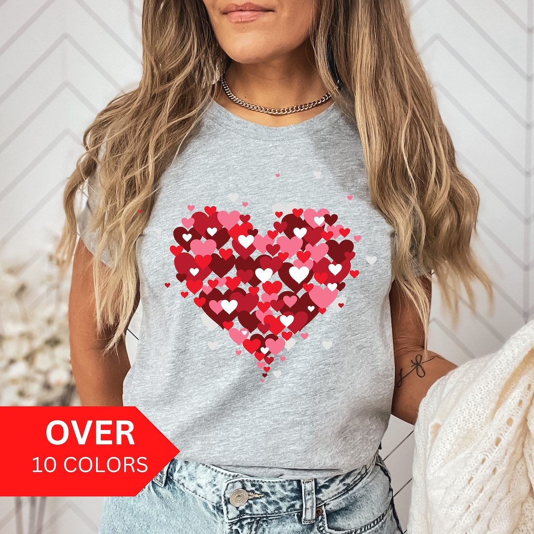 Heart Valentines Day Shirt, Valentine's Day Tshirt for Women, 3D Heart ...
