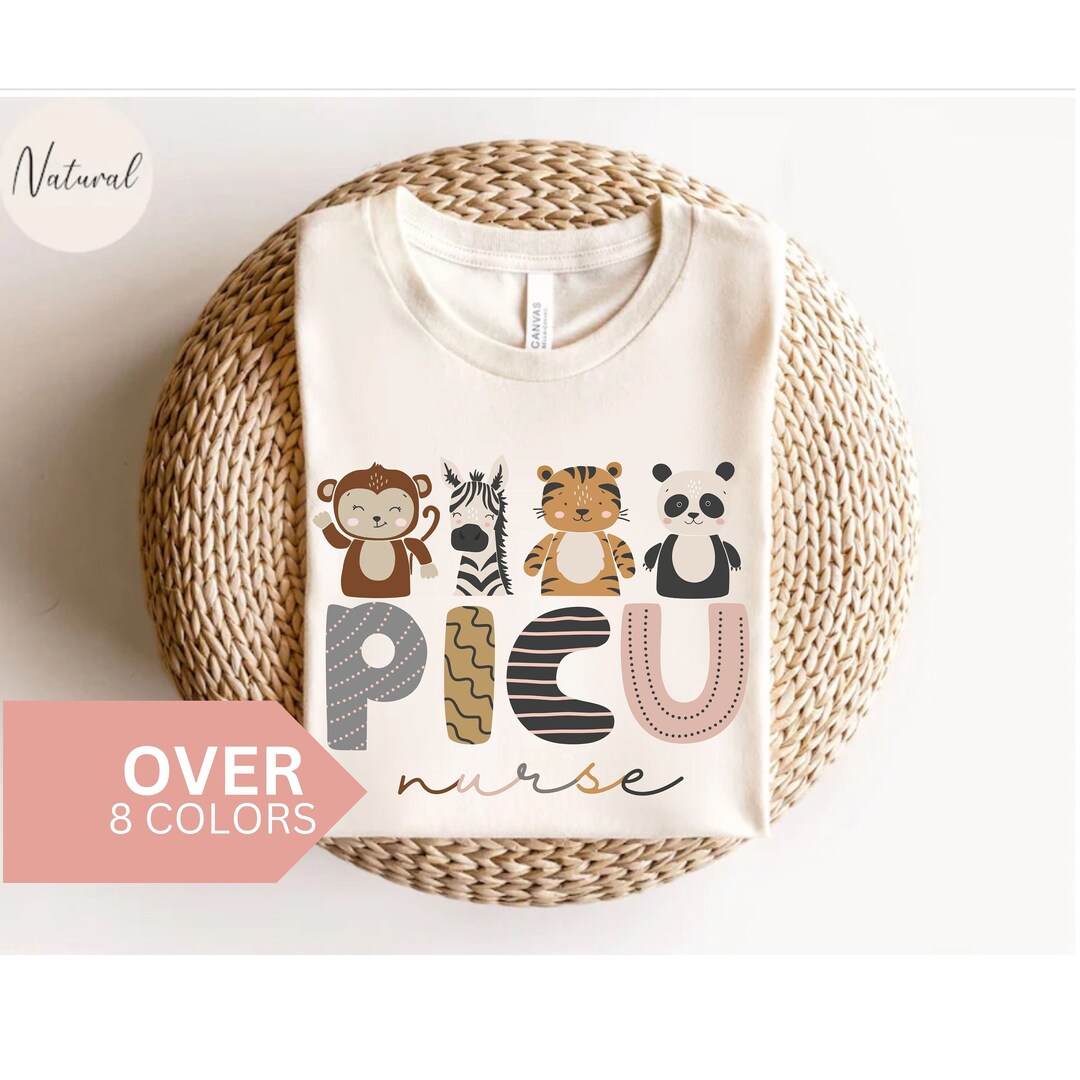 PICU Nurse Shirt, PICU Pediatric Nurse Animals T-shirt, PICU Nurse Gift ...