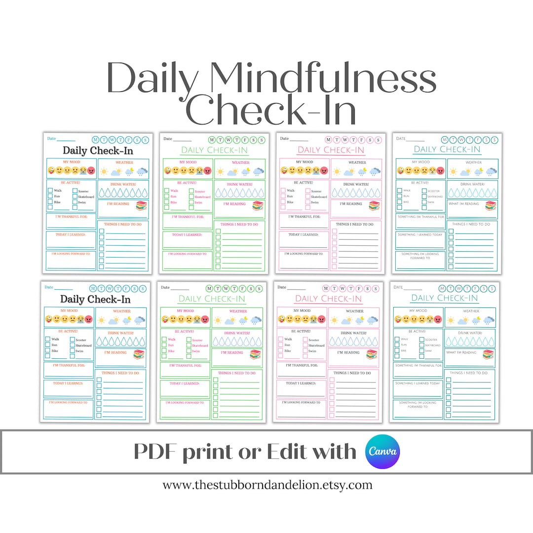 Daily Mindfulness Check-in Kids and Adults - Etsy