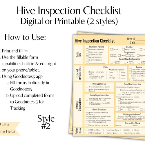 Beekeeper Hive Inspection Checklist - Etsy