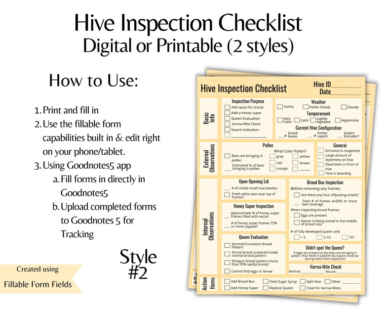 Beekeeper Hive Inspection Checklist - Etsy
