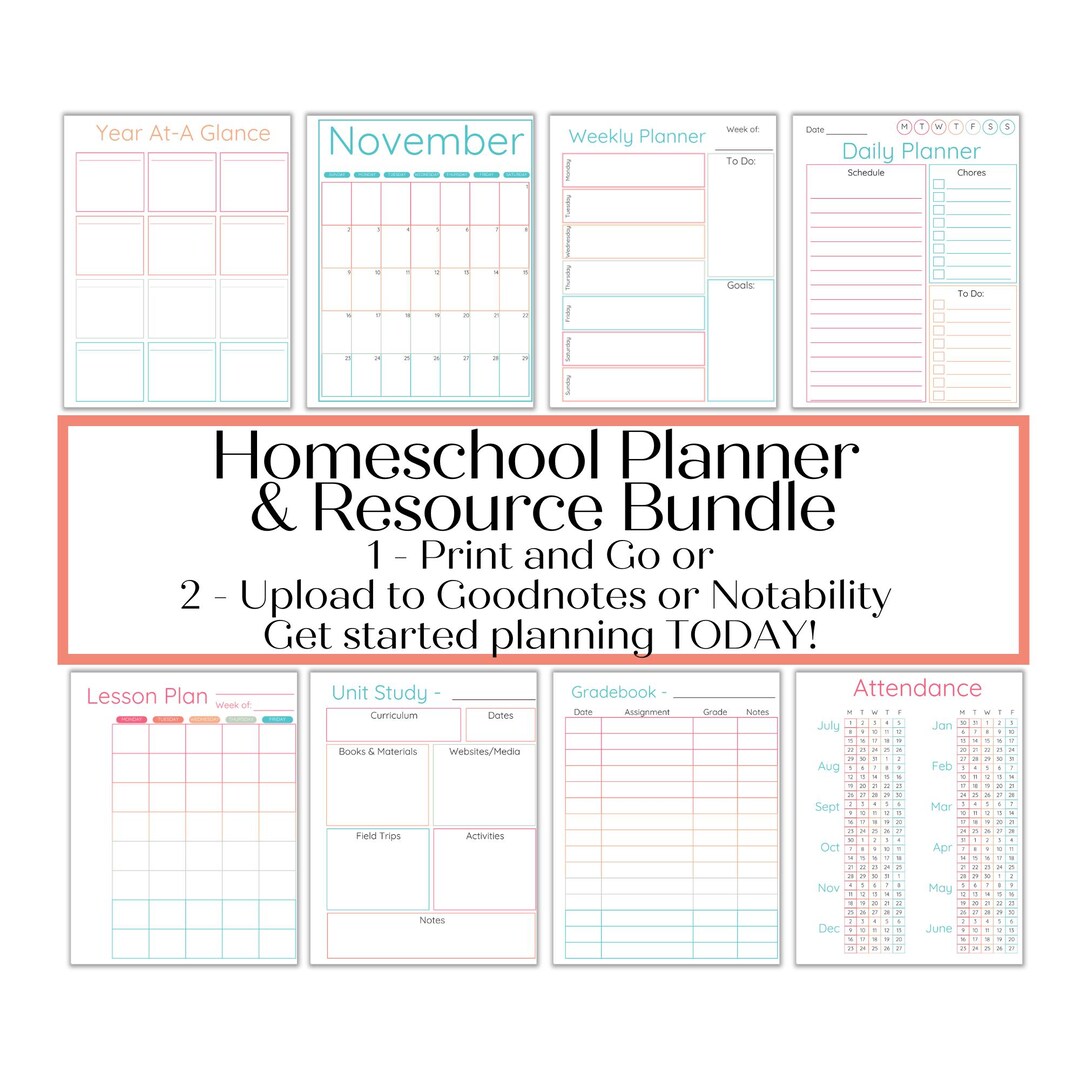Homeschool Planner Bundle: 2025-26 Dated & Undated (digital Download ...