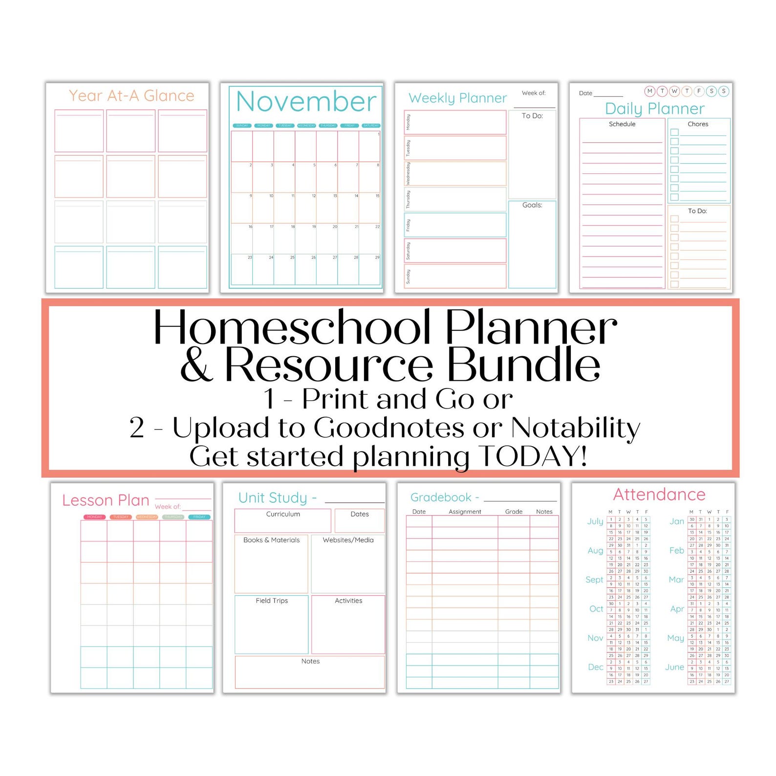 Homeschool Planner Bundle: 2025-26 Dated & Undated (digital Download ...