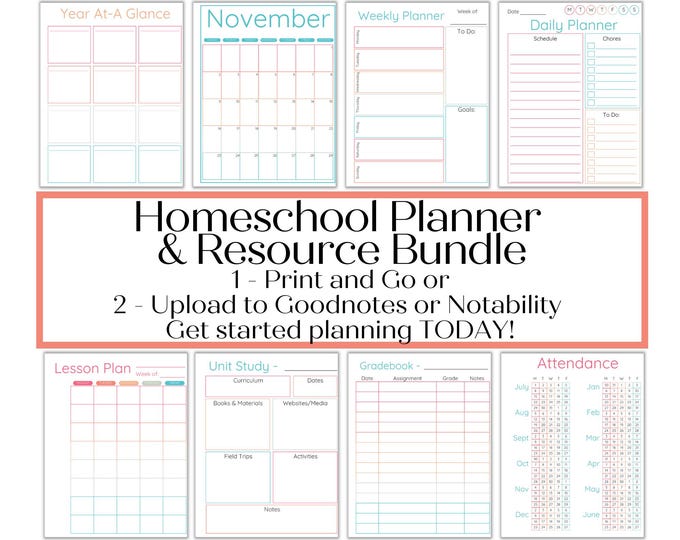 Homeschool Planner Printable, Homeschool Planner, 2025, 2026 ...