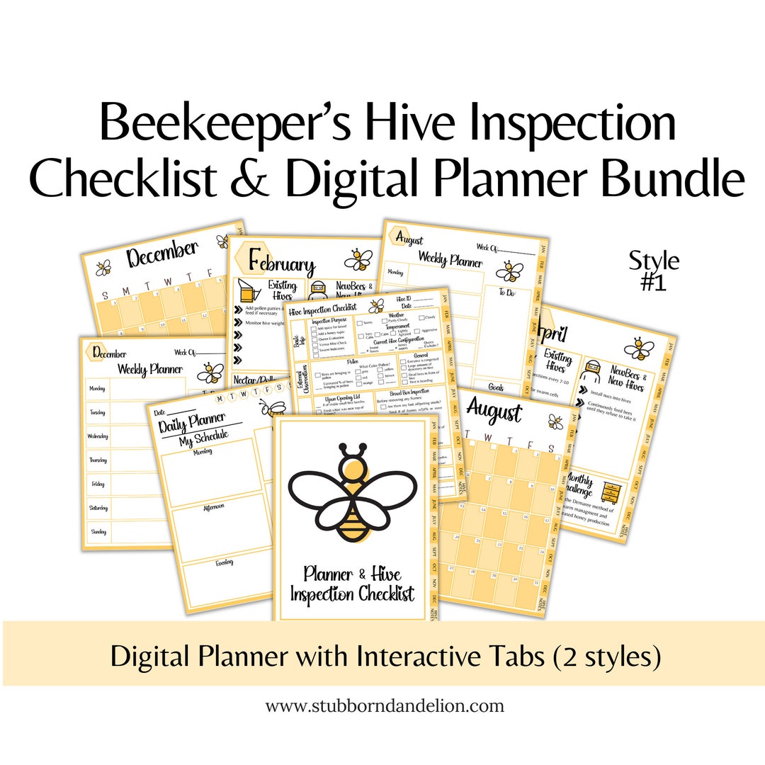 Beekeeper Digital Planner & Hive Inspection Checklist Bundle - Etsy