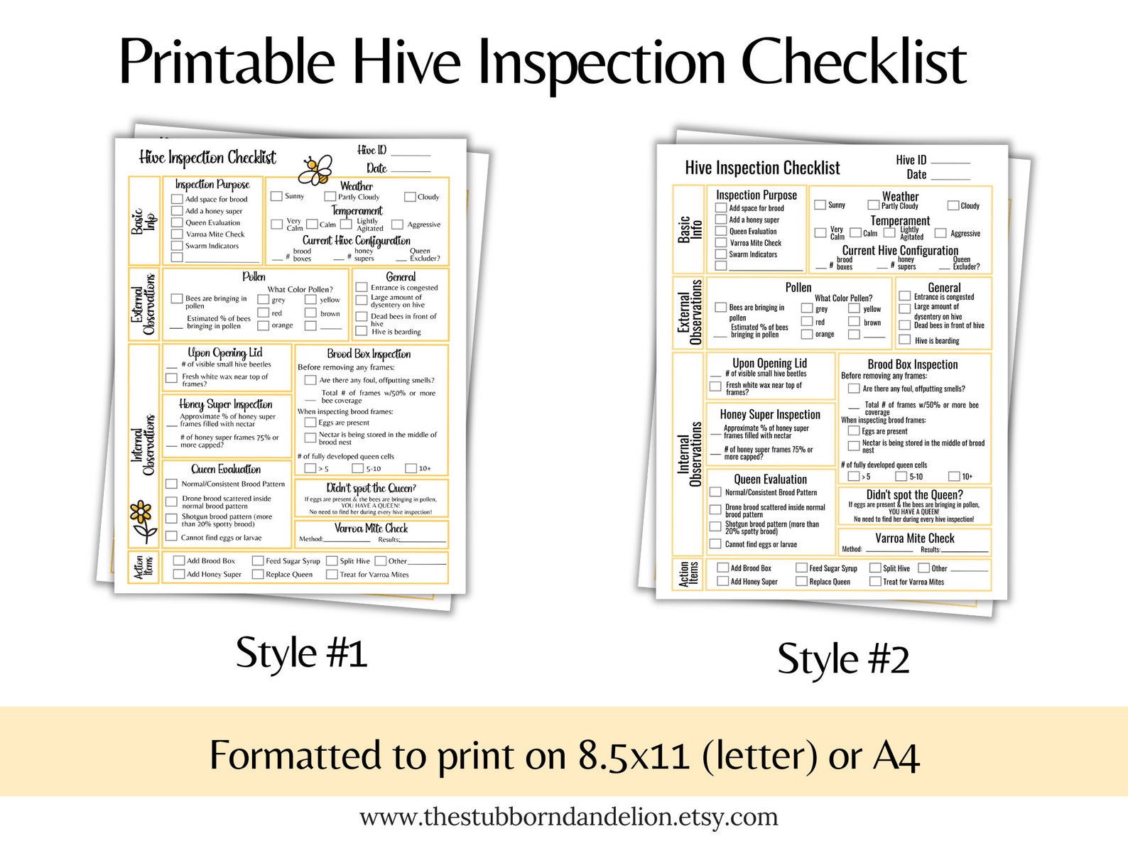 Beekeeper Hive Inspection Checklist - Etsy