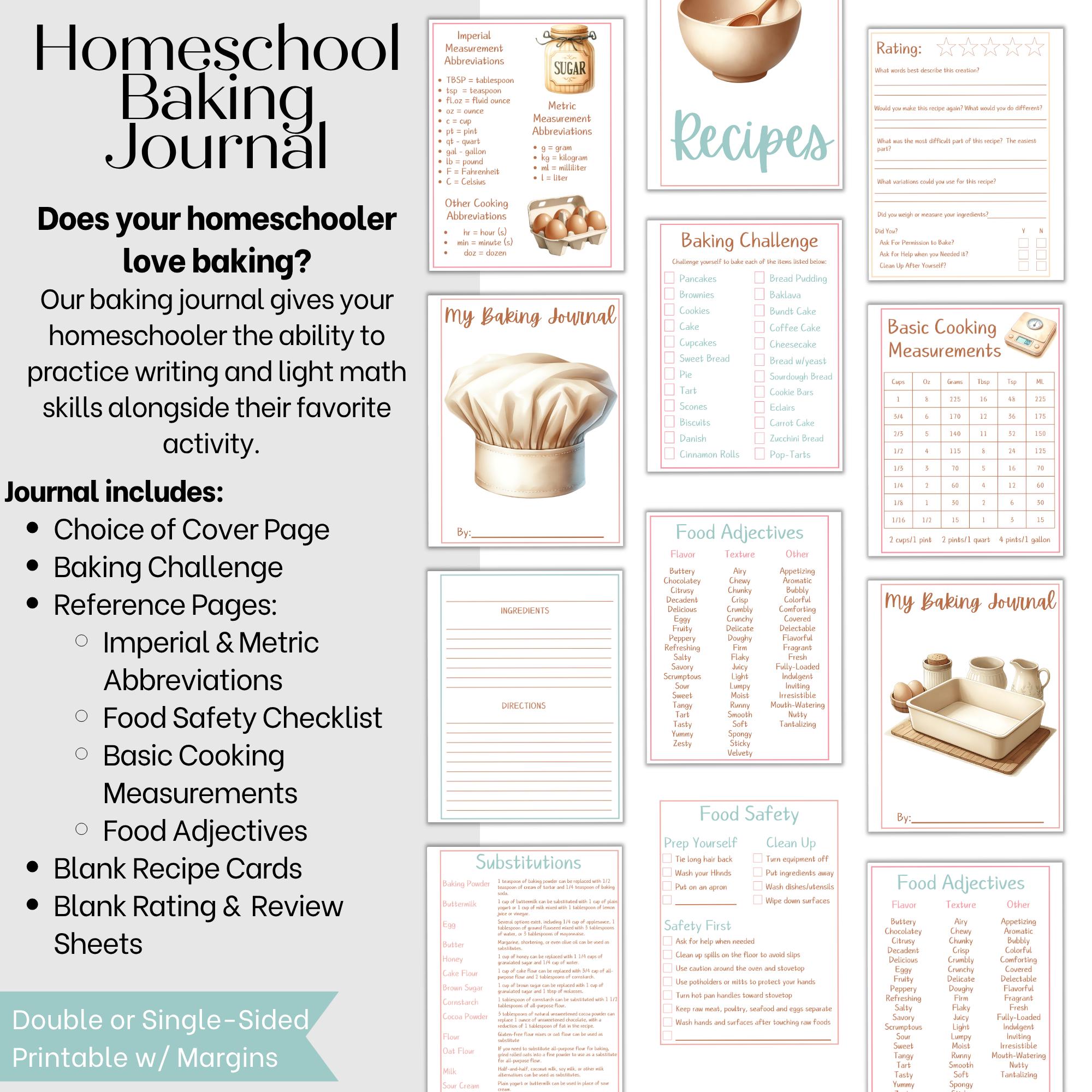 Homeschool Baking Journal: Printable Baking Unit Study (PDF Download ...