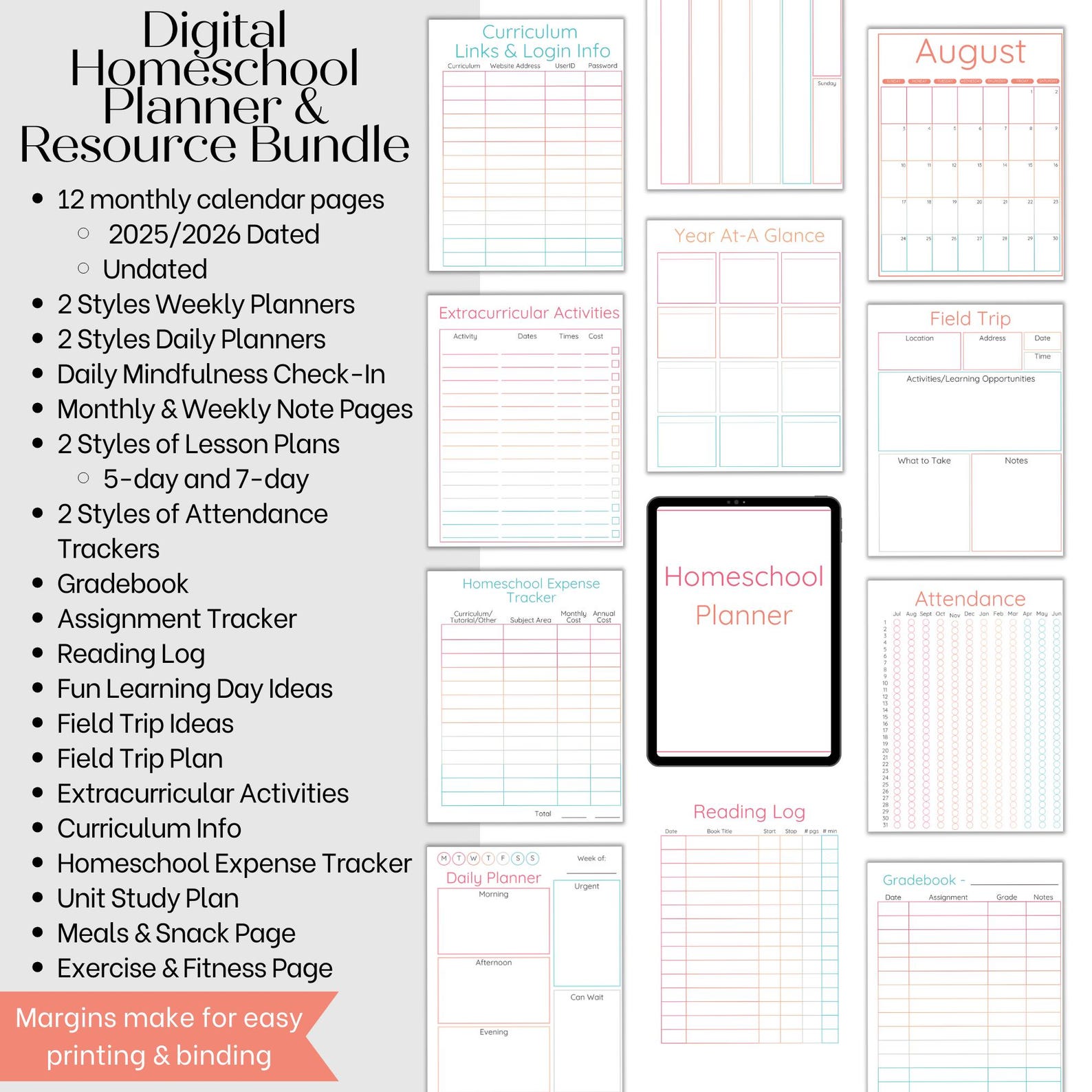 Homeschool Planner Bundle: 2025-26 Dated & Undated (digital Download ...