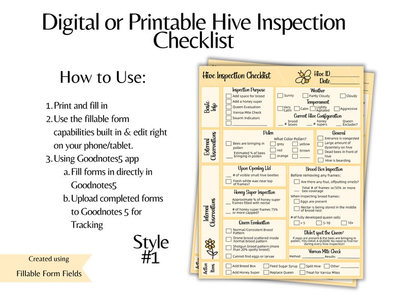 Beekeeper Digital Planner & Hive Inspection Checklist Bundle - Etsy
