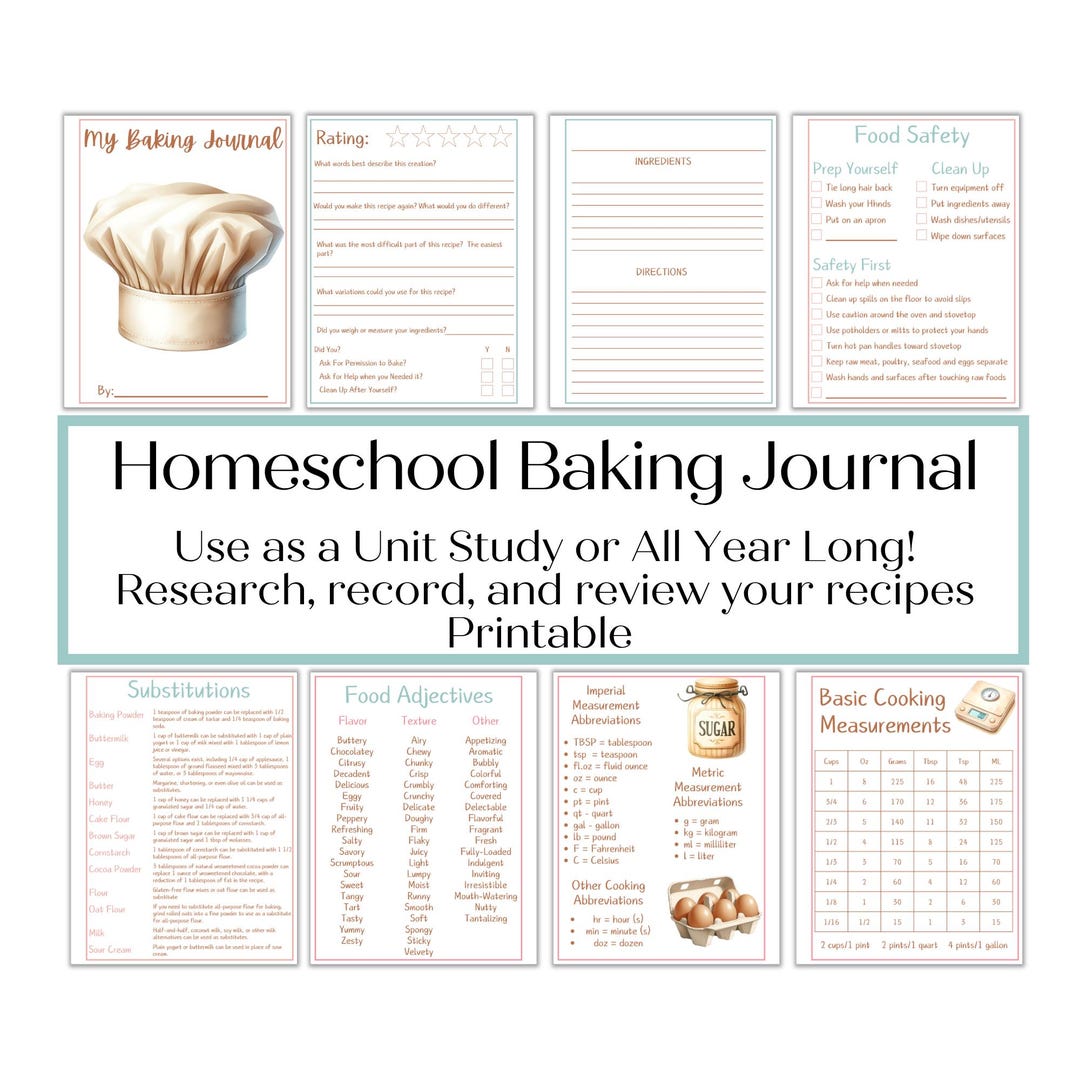 Homeschool Baking Journal: Printable Baking Unit Study (PDF Download ...