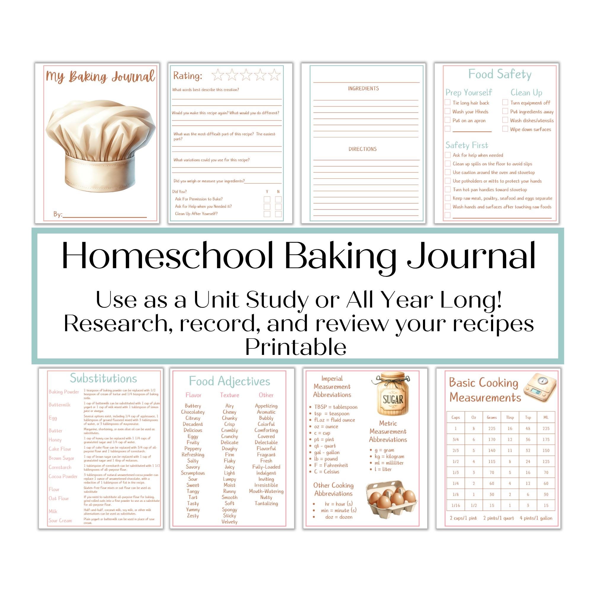 Homeschool Baking Journal: Printable Baking Unit Study (PDF Download ...