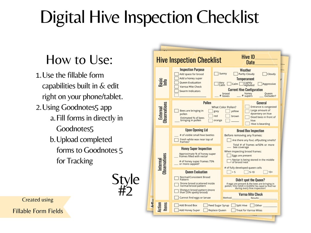 Beekeeper Hive Inspection Checklist - Etsy