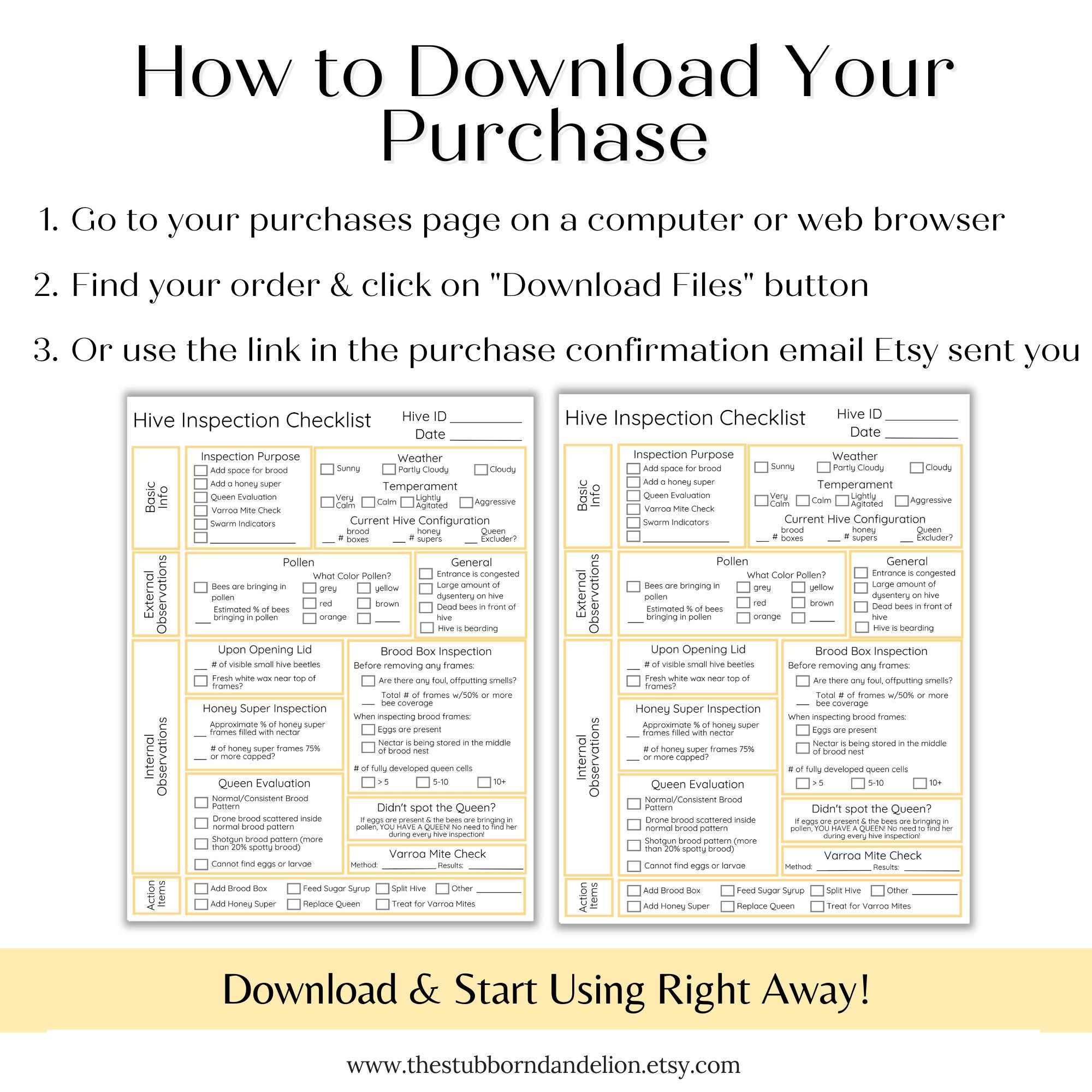 Beekeeper Hive Inspection Checklist: Printable & Fillable Forms ...