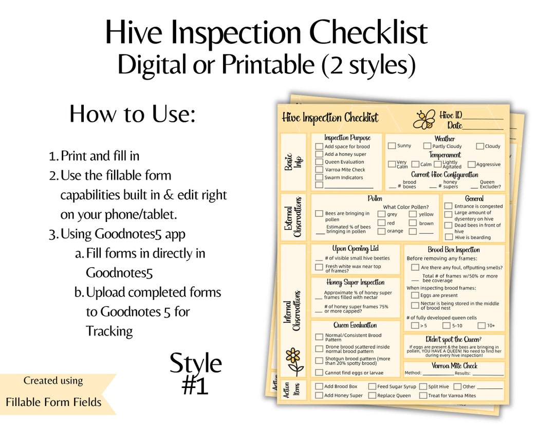 Beekeeper Hive Inspection Checklist - Etsy UK