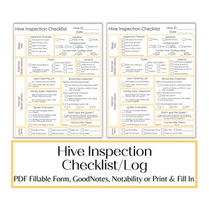 Beekeeper Hive Inspection Checklist Fillable Forms Digital and ...
