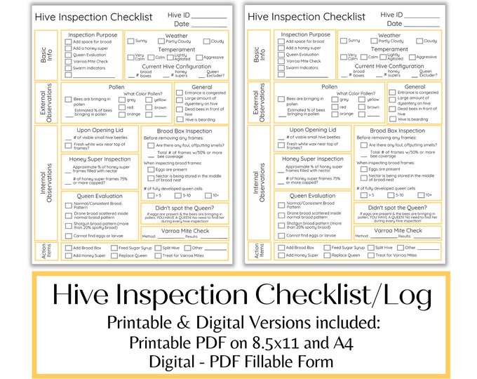 Beehive Inspection Checklist - Etsy