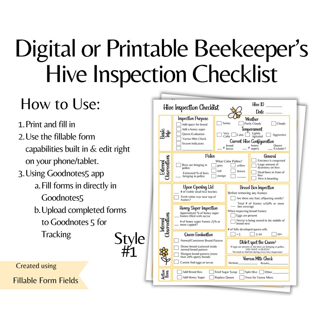 Beekeeper Hive Inspection Checklist - Etsy