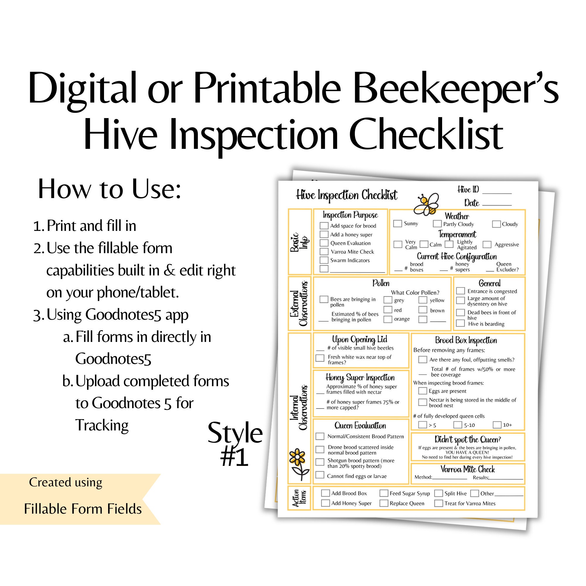 Beekeeper Hive Inspection Checklist - Etsy