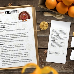 Thanksgiving 5 Second Game | Printable Thanksgiving Game With 80 ...